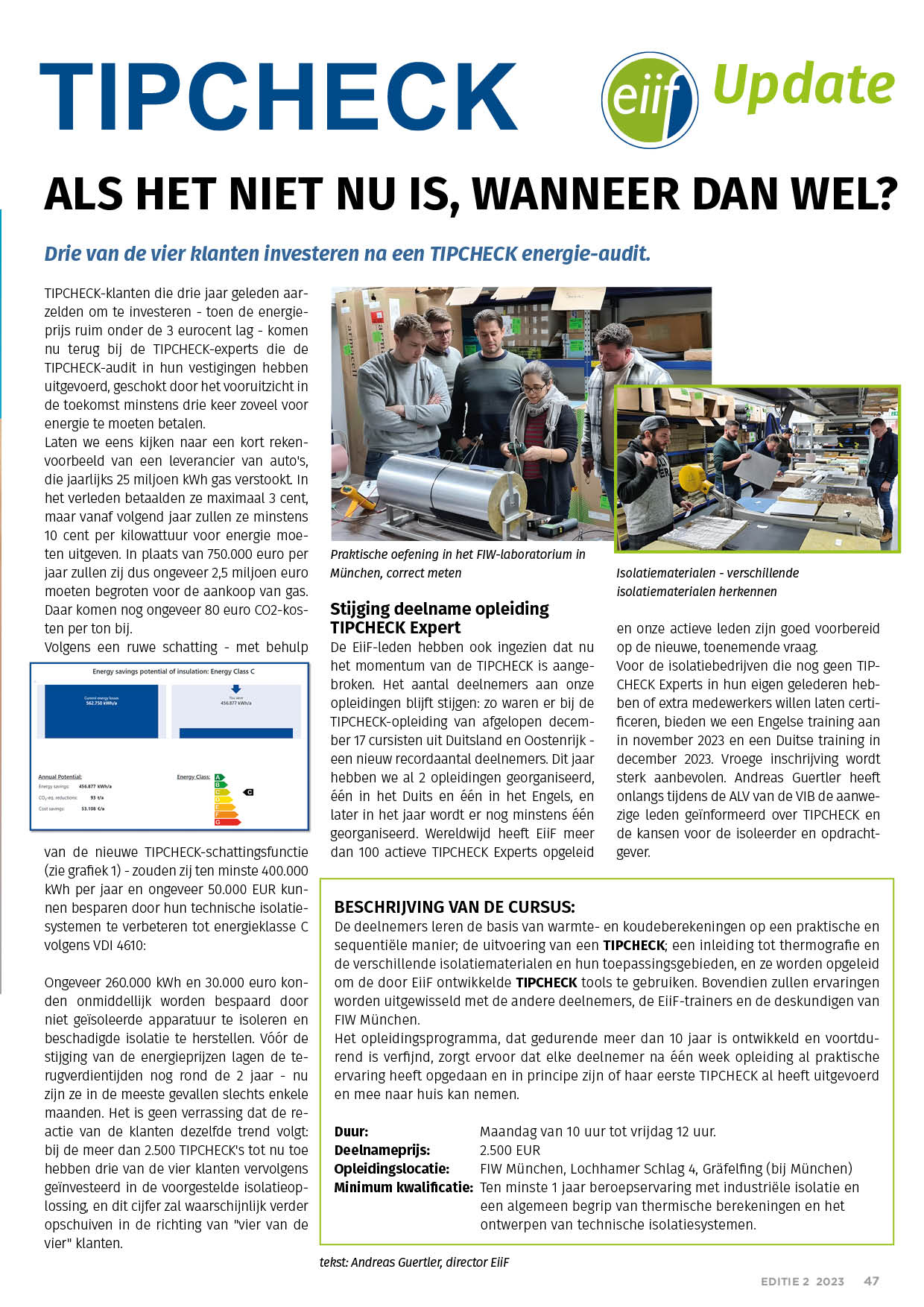 TIPCHECK trainings promoted in the Isolatie4all magazine | EiiF